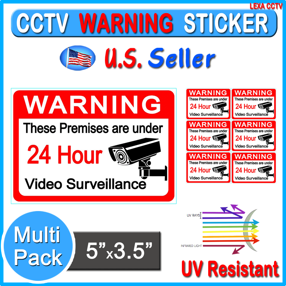 5 10 20 Pack CCTV Camera Video Surveillance Warning Adhesive Sticker ...