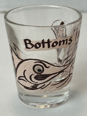 1950s Fishing Shot glass Novelty “Bottoms Up” Googly Eye Funny 1 Day ...