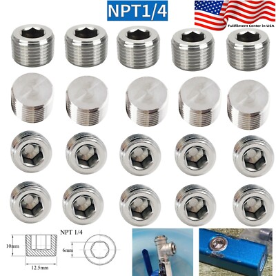 20 X STAINLESS STEEL PIPE FITTING PLUGS HEAD MALE THREAD HEX PLUG HEAD ...