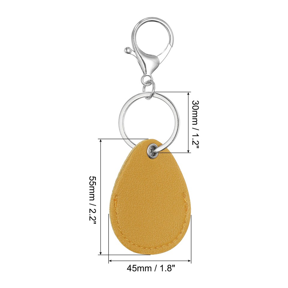 Leather Key Fob, 4pcs PU Leather Key Fobs Key Chain Holder, Yellow ...