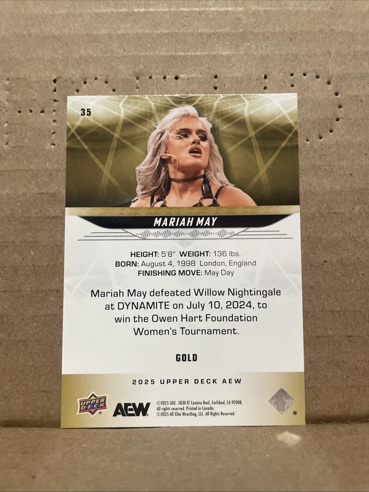2025 MARIAH MAY BLAKE MONROE UD UPPER DECK AEW #35 GOLD FOIL SP CARD ...