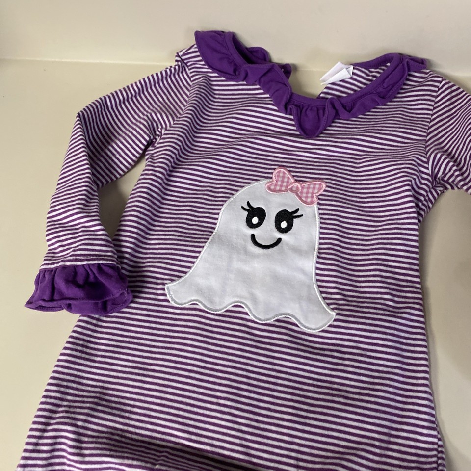 Stitchy Fish Purple Stripe Halloween Romper Sz 24 Months Little Girl ...