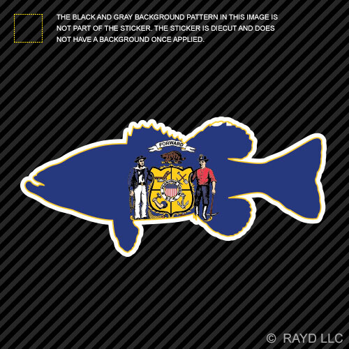 Wisconsin State Flag Bass Sticker Premium Vinyl largemouth sport ...
