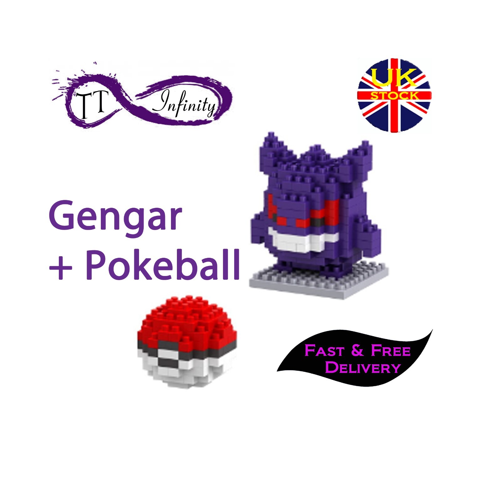 Pokemon Model Nanoblock Compatible GENGAR and Pokeball Micro Brick ...