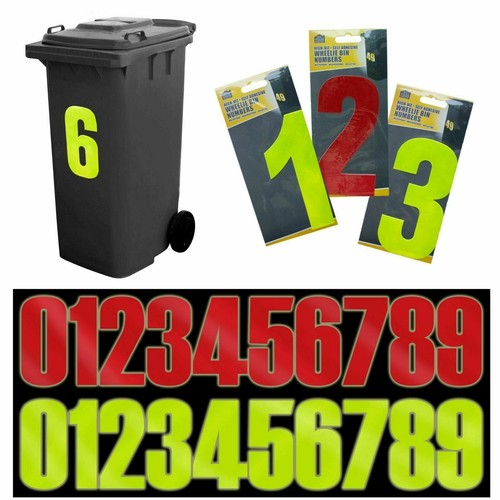 Wheelie Bin House Numbers, Adhesive Stickers High-vis Reflective Sticky ...