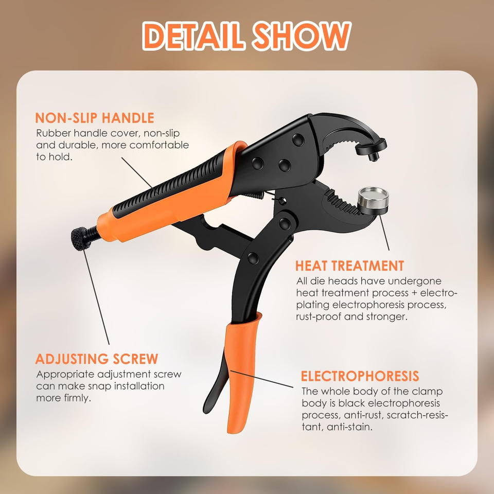 Snap Fastener Tool, Heavy Duty Snap Button Tool Kit, Adjustable Snap ...