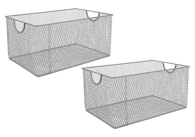 Ybm Home Silver Mesh Open Bin Storage Basket Organizer Sold Per 2 ...