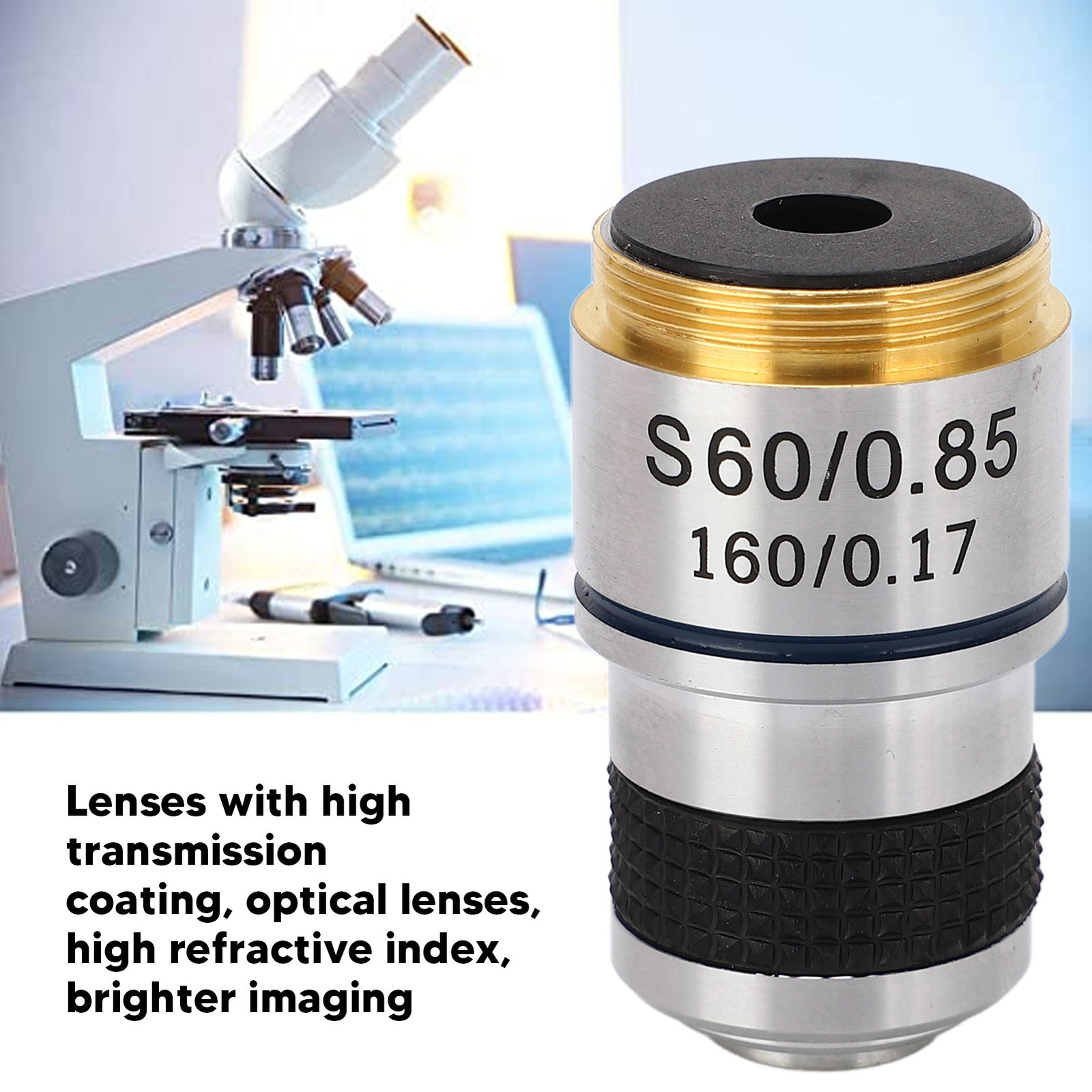 60X Biological Microscope Achromatic Objective Lens RMS Thread 185 ...