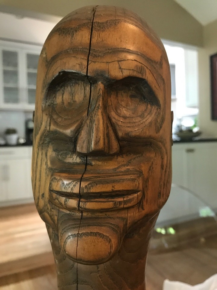 Antique Southern African American Carved Fence Post BUST Primitive Folk ...