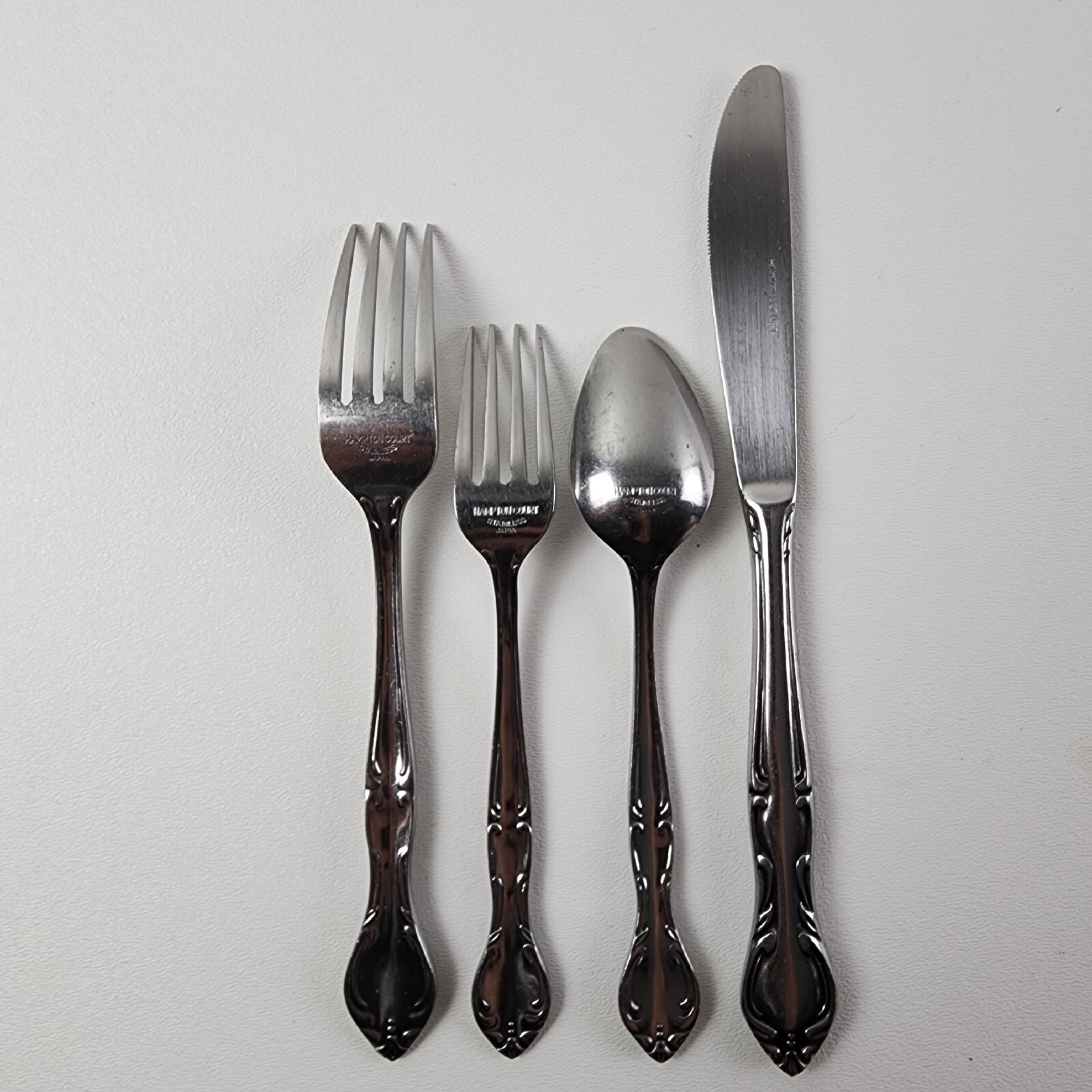 Hampton Court Stainless Japan Flatware Forks Knife Spoon Lot of 4 | eBay