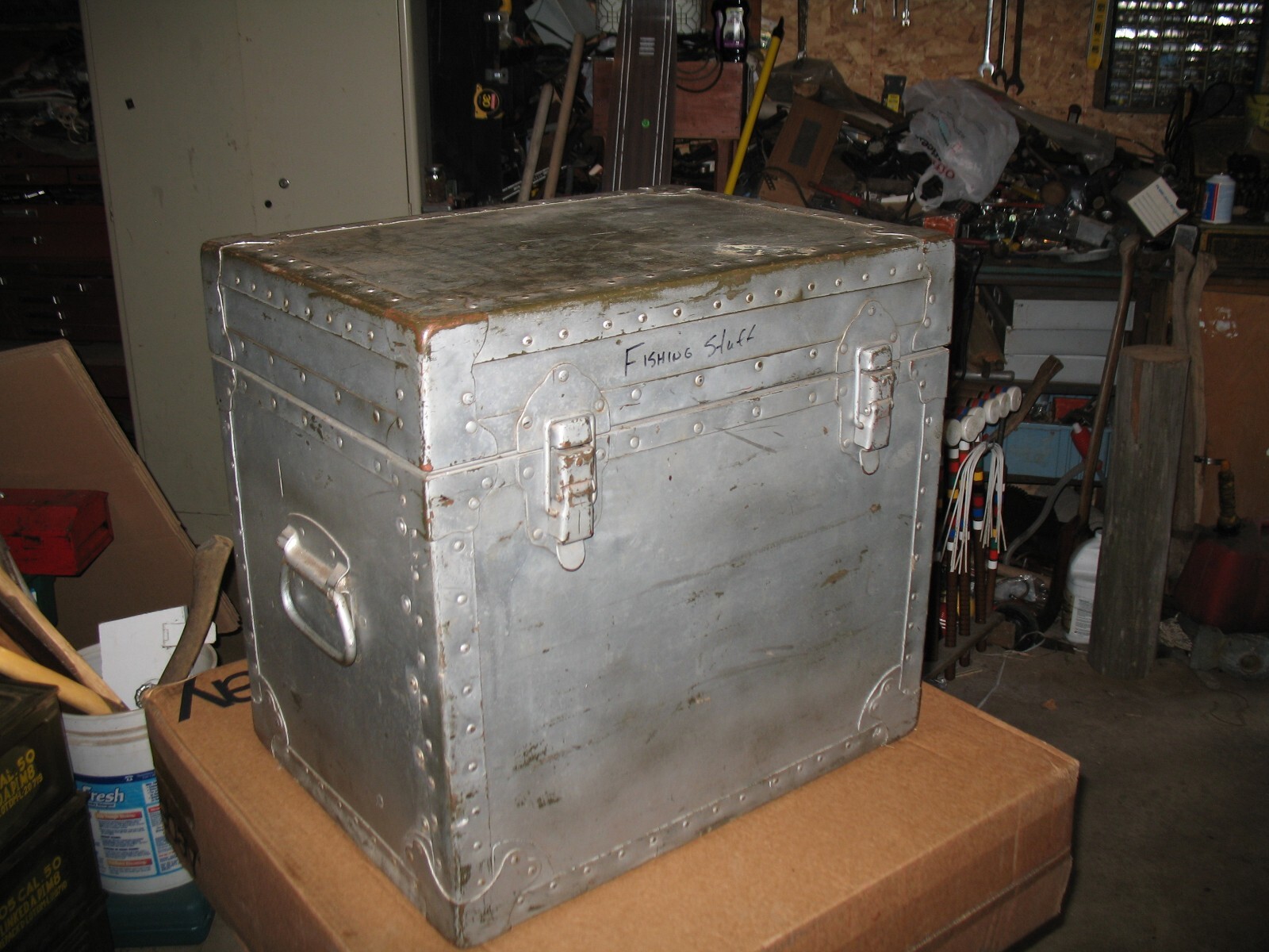 VTG 1964 METAL MILITARY OFFICERS MESS KIT TRUNK CHEST 19 1/2 x 14 1/4 x ...