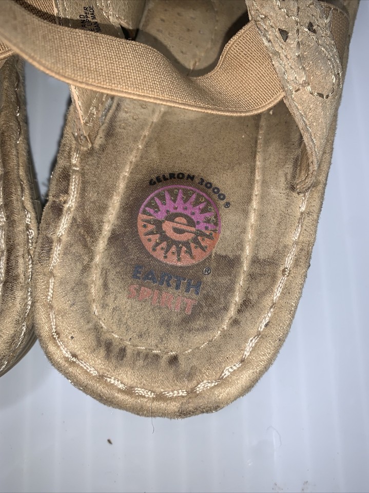 Earth Spirit Gelron Andi Sandal Honey Elastic Slingback Beaded Womens ...