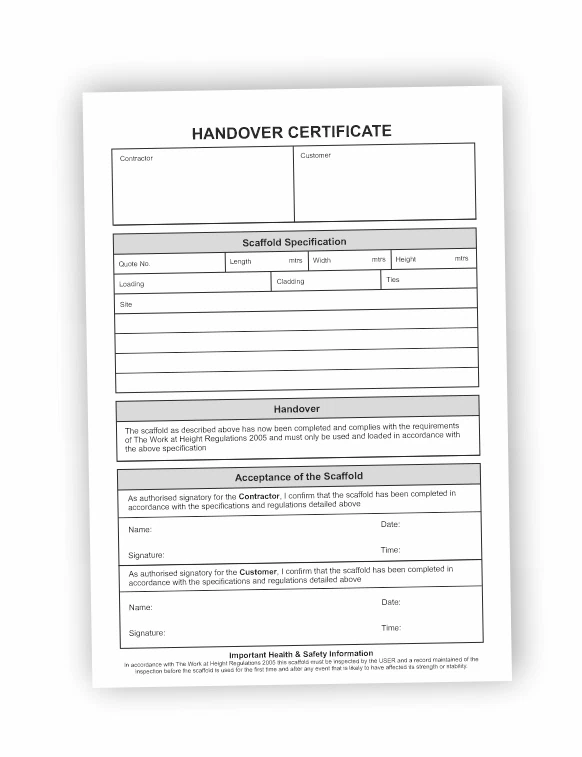 Handover Certificate Template