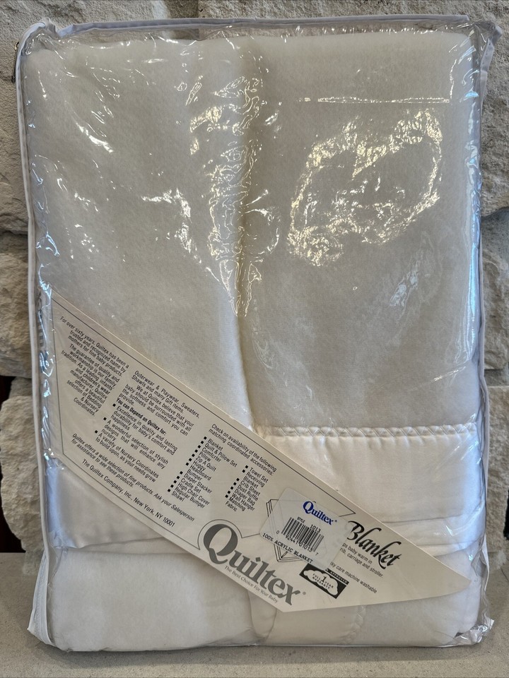 DD) VTG Baby Blanket Quilt Satin Edge Plaid Neutral BOY GIRL Quiltex ...