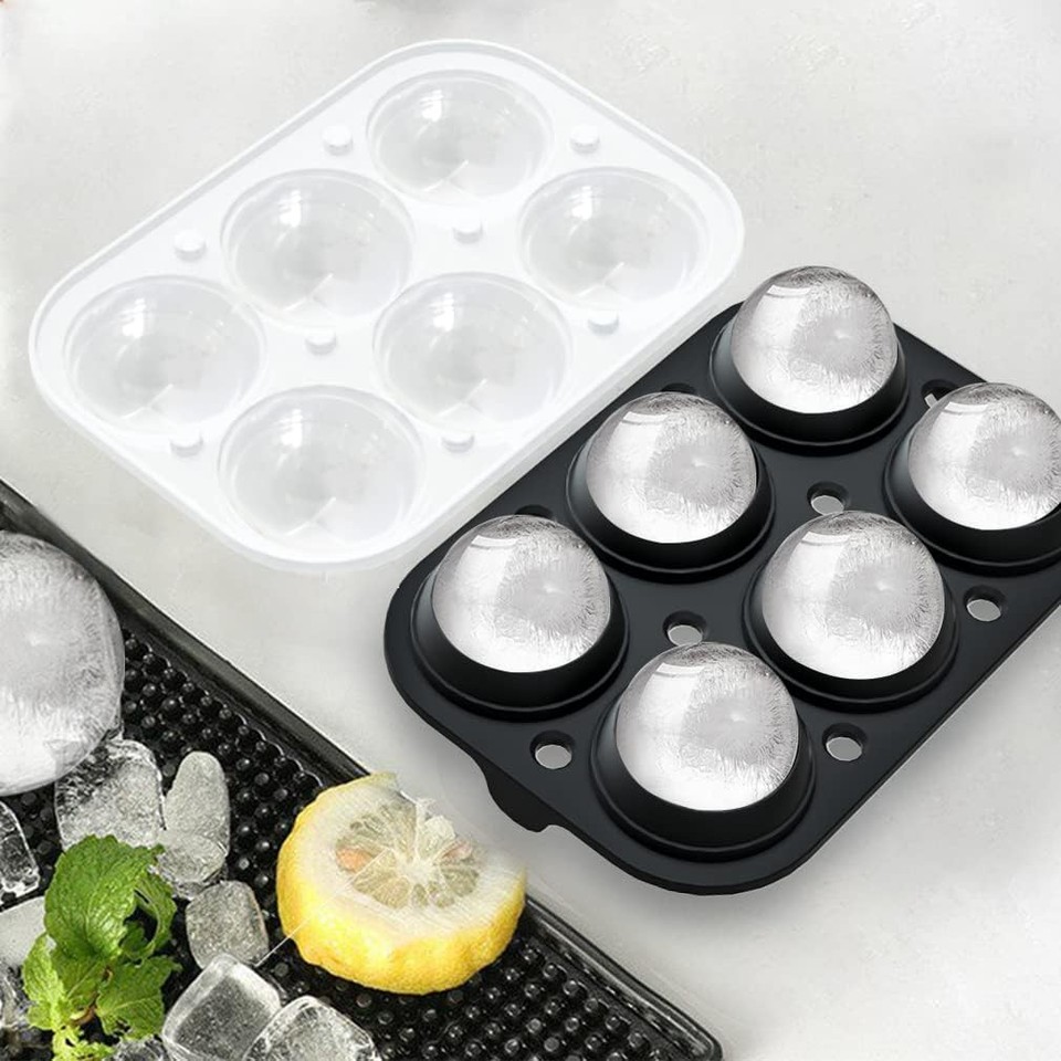 Ice Cube Trays (Set of 2), Sphere Ice Ball Maker with Lid & Large ...
