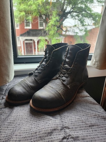 Red Wing Iron Ranger 8086 Charcoal Rough and Tough Leather Boots Size ...