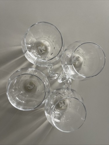 Crate And Barrel Crystal Optic Punch Bowl CUPS Set of 4 Handmade in ...