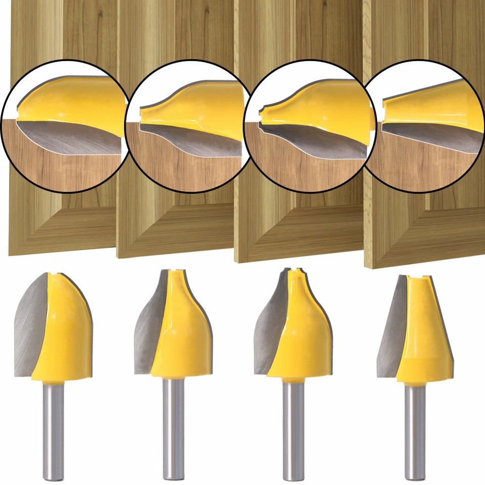 8mm Shank 4 Bit Vertical Raised Panel Router Bit Set Woodworking cutter ...