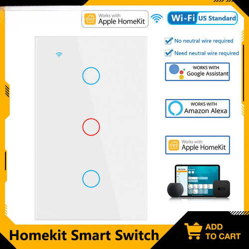 Switch Wifi No Neutral US/Brazil EU Standard Touch Sensor Light Switch ...