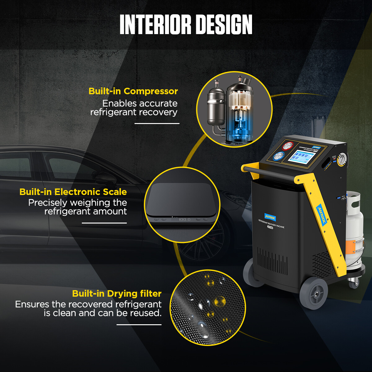 Refrigerant Recovery Machine HVAC Dual System AC Vacuum Recharge ...