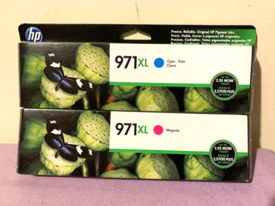 Lot of 2 Genuine HP 971XL Magenta & Cyan Ink Cartridge – New Sealed ...