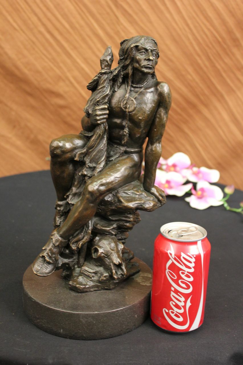 NATIVE AMERICAN INDIAN CHIEF GERONIMO BUST SPEAR BRONZE STATUE ...