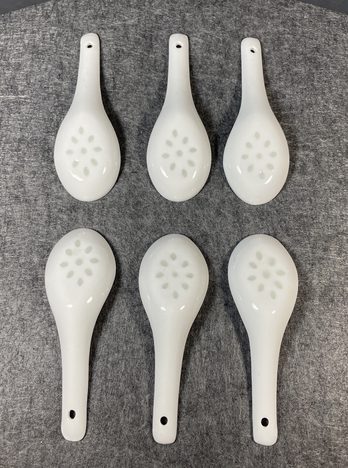 Six Porcelain Rice Eyes Chinese Miso Spoons White and Indigo Blue ...