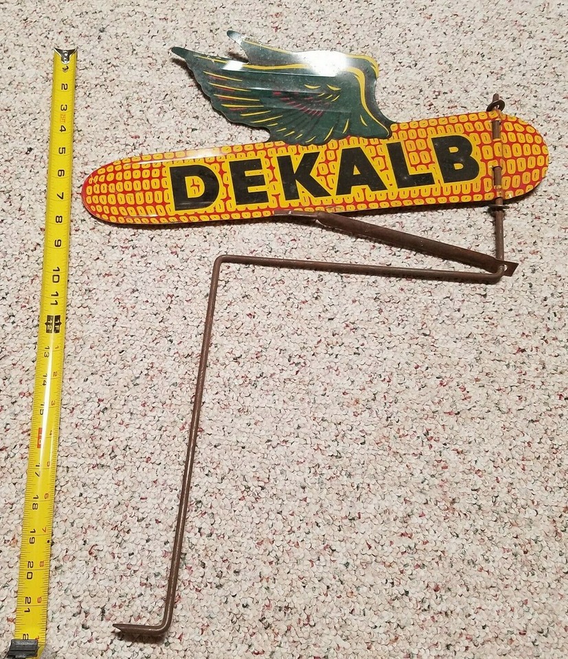 VGC Metal Dekalb Flying Ear Spinner Wind Vane Sign DOUBLE SIDED FARM ...