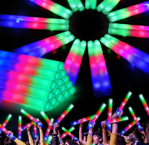 100-500pcs LED Foam Glow Sticks Multicolor Light Up Baton Wands ...