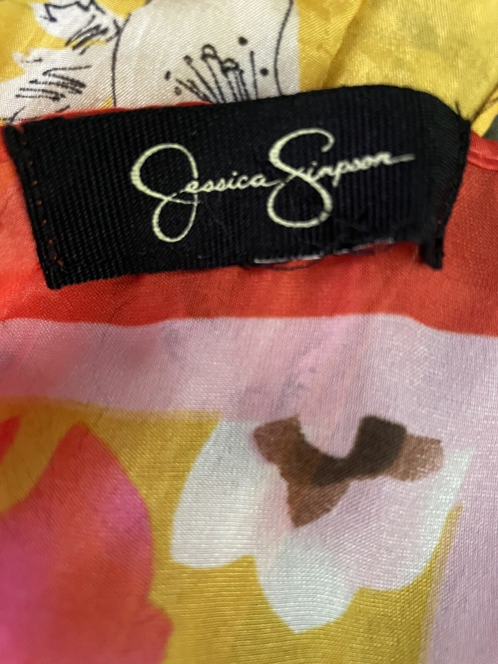 Spring Yellow Floral Scarves Jessica Simpson Silk/Polyester & Silk ...