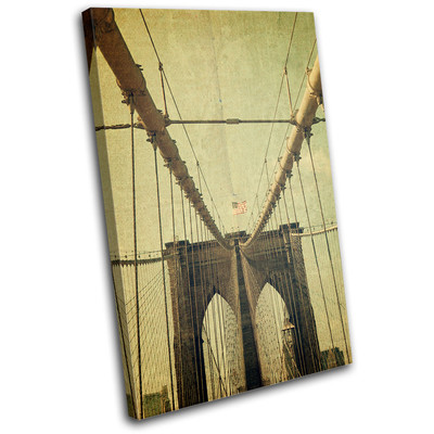 Brooklyn Bridge USA Vintage SINGLE TOILE murale ART Photo Print | eBay