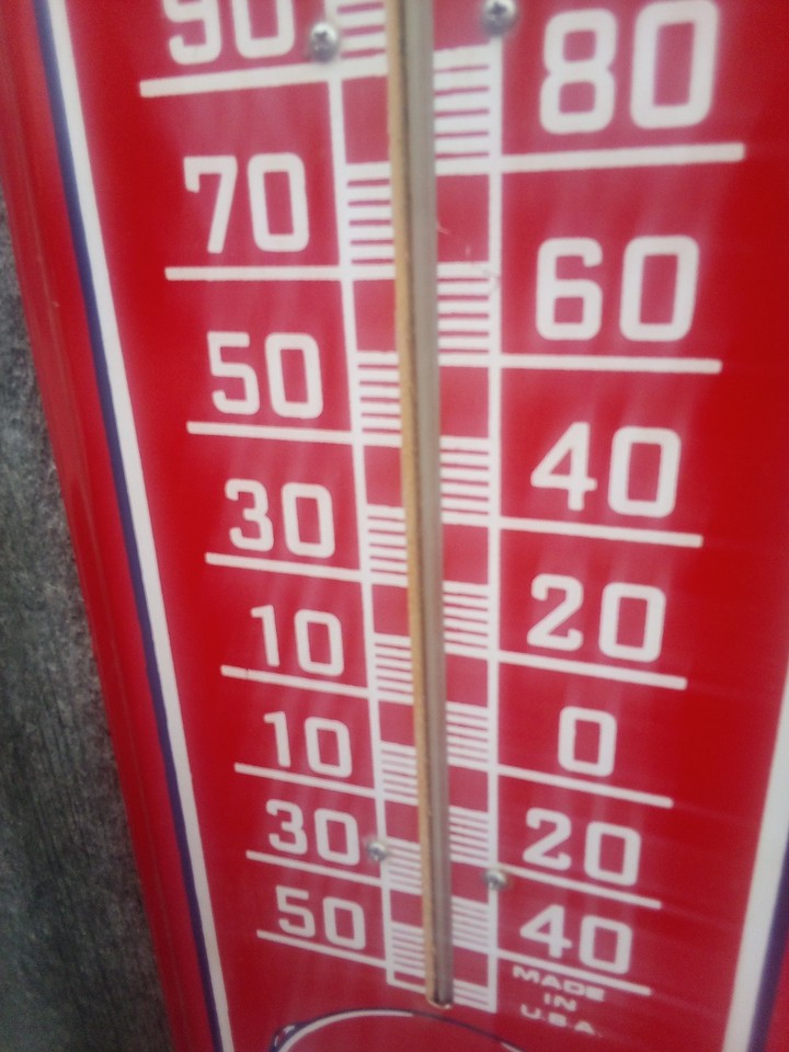 Vintage PEPSI COLA Red Metal Store Advertising Wall Thermometer 27 ...