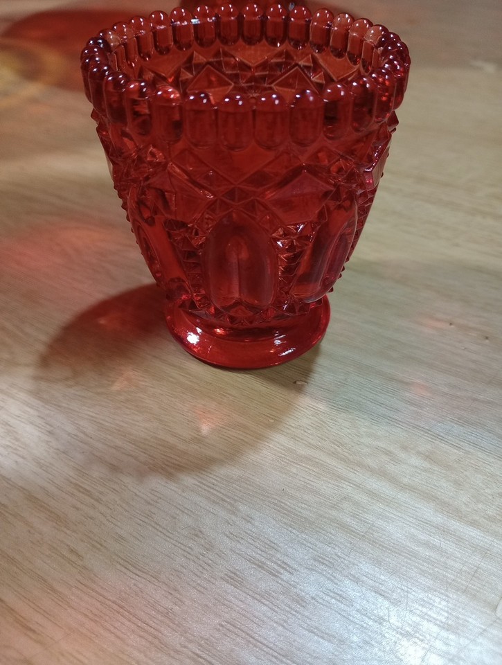 NIB Vintage Incandescence Ruby Red Glass Hobnail cut glass Candle ...