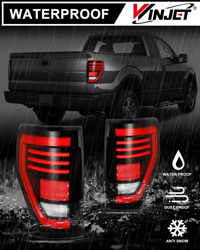 Sequential LED Tail Lights For 2009-2014 Ford F150 F-150 Pickup Smoke ...