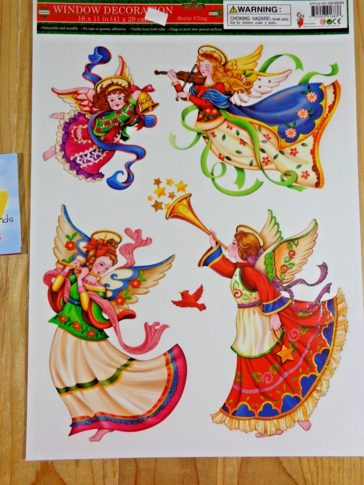 Christmas Window Clings Static Cling Glitter Accents One Sheet You ...