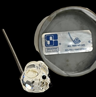 Swarovski Silver Crystal MOUSE FIGURINE Long Silver Tail 2-1/4” In Box ...