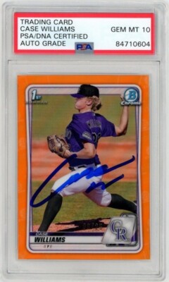 Case Williams Signed 2020 Bowman Draft Orange /25 Numbered Gem Mt 10 ...