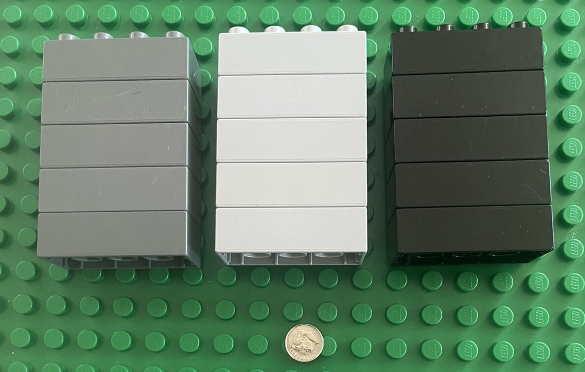 Lego Duplo - Lot Of (15) 4x2 Light Dark Gray & Black Pieces Bricks ...