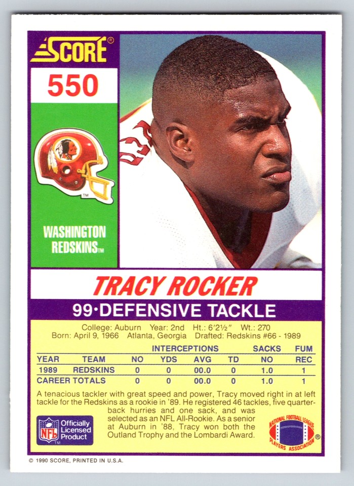 1990 Score #550 Tracy Rocker NM | eBay