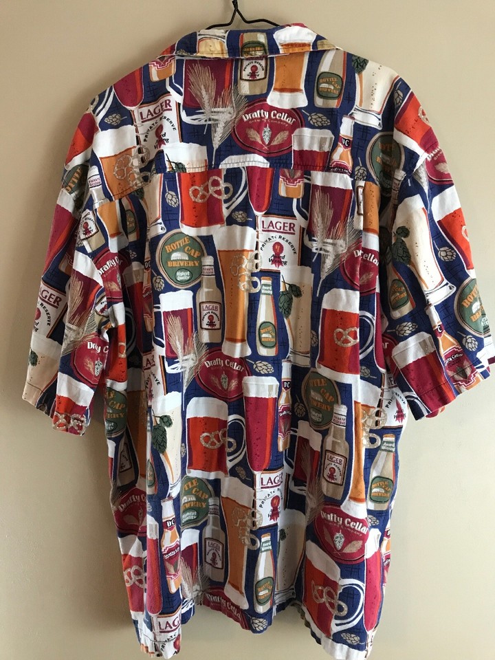 Men's 2X D’emCrazy Beer Lager Brew Pretzels Short Sleeve Colorful Camp ...