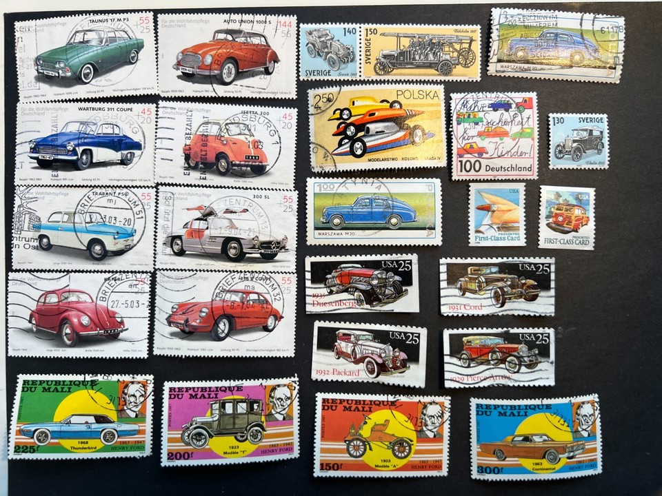 25 CARS & TRUCKS on STAMPS From Around the World - No Duplicates - FREE ...