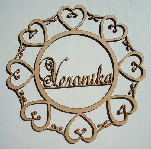 Wood Curvy PERSONALIZED Frame Name Vine Monogram in 30 Tall X 30 cm ...