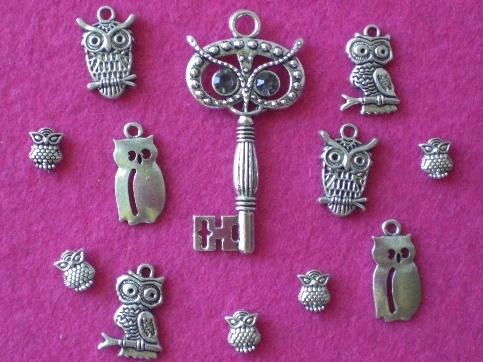 Owl Charm Pendant Bead Set 12 Owls Pendants For Jewelry Making | eBay