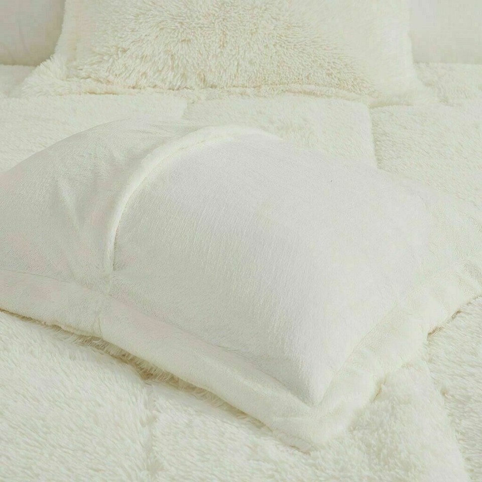 NEW! ~ ULTRA PLUSH COZY SUPER SOFT FLUFFY FUZZY IVORY WHITE LUXURY ...