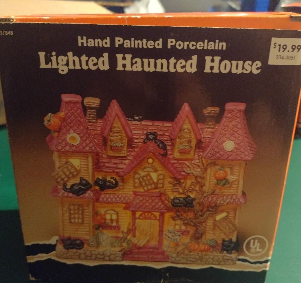 1993 lighted haunted house hand painted porcelain fabri-centers of ...