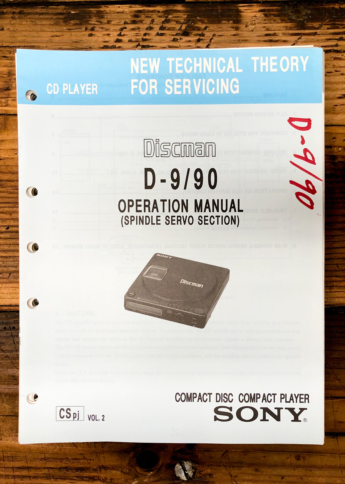 Sony D-9 D-90 CD Player / Discman Technical Theory Manual *Original* | eBay