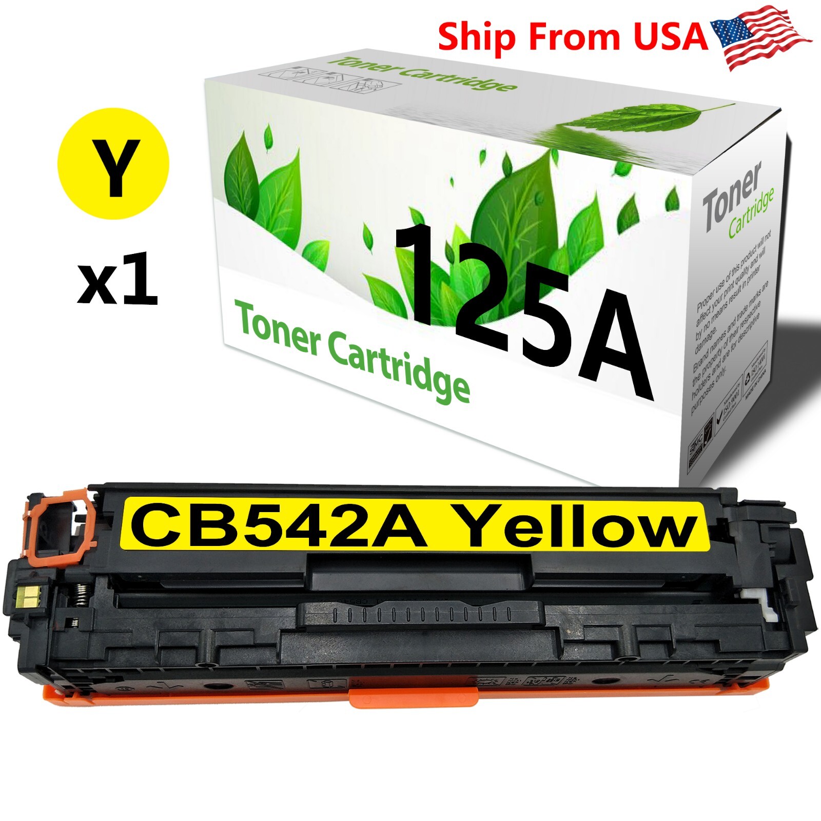 1-Pack Yellow CB542A 125A Toner Cartridge for CP1213 CP1215 CP1217 ...