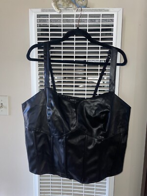 Torrid Black Faux Leather Corset Crop Top 2X NWT Size 2 | eBay