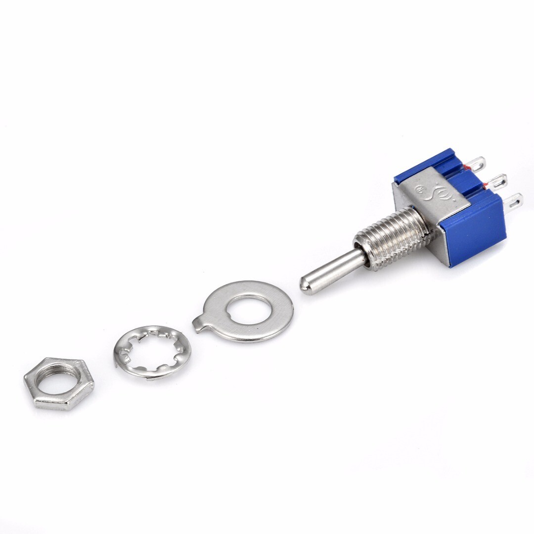5x Mini 1/4" Toggle Switches Metal Round Tip Head Swing 3-Pin ON/ON ...