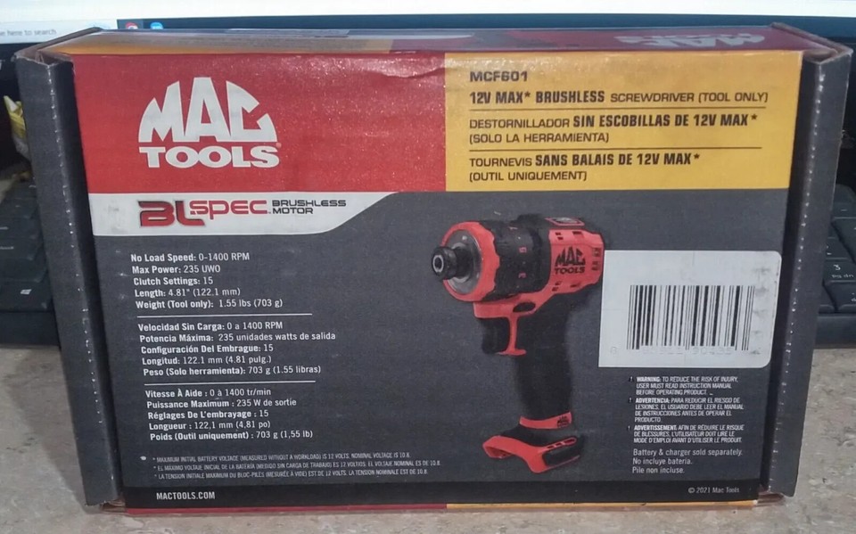 MAC TOOLS 12V MAX Brushless Screwdriver MCF601 1/4" Drill Drive ( Tool Only ) | eBay